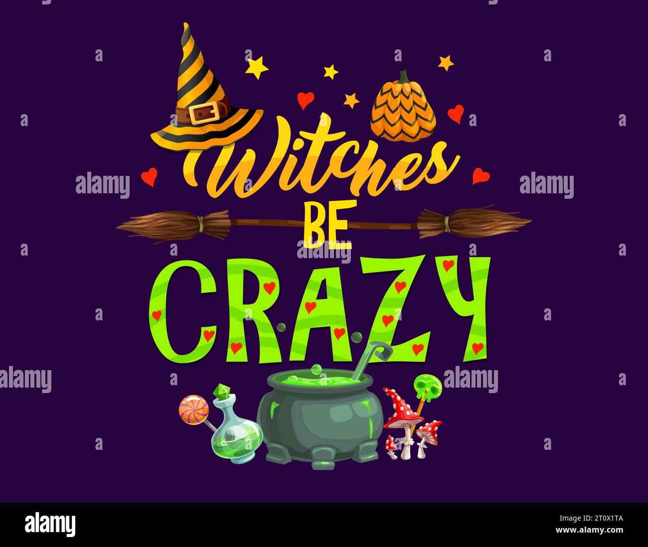 Witches be crazy, Halloween quote vector typography. Trick or treat ...