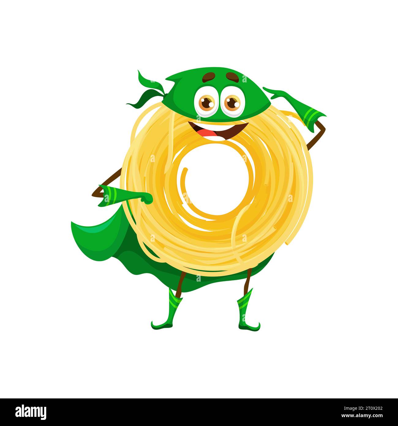 Cartoon capellini italian pasta food superhero character. Isolated ...