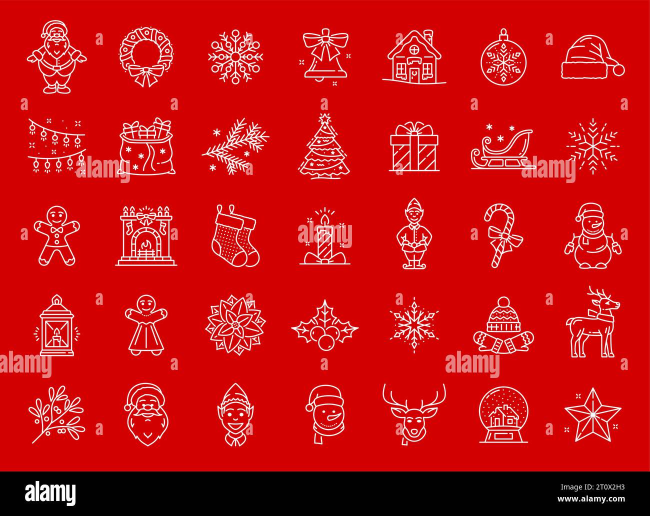 Christmas line icons. Winter holiday outline pictograms, New Year ...