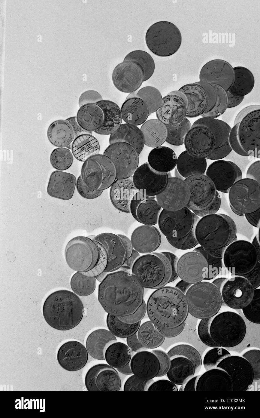 Foreign coins Black and White Stock Photos & Images - Alamy
