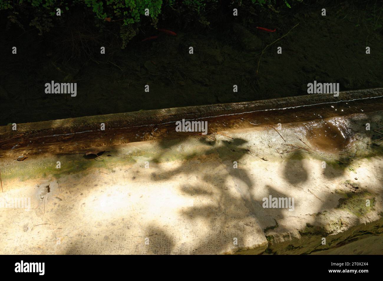 Ancient washing stone and water stream that people used to wash their ...