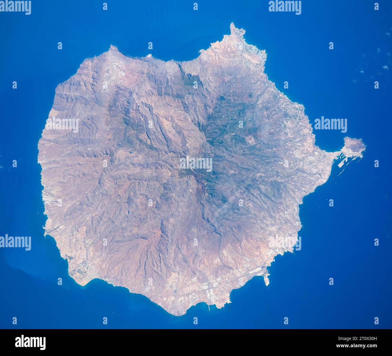 Island in North Atlantic Ocean. Digital enhancement of a NASA image ...