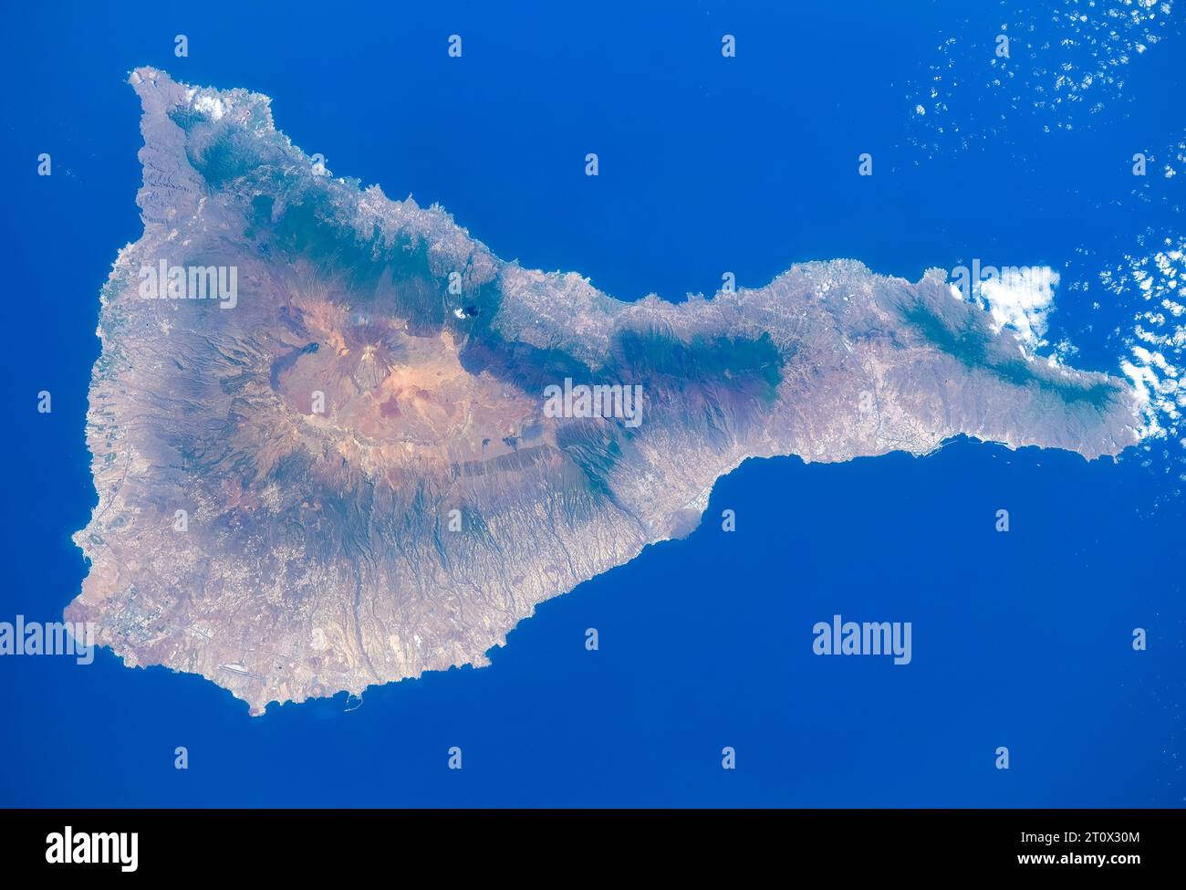 Island in North Atlantic Ocean. Digital enhancement of a NASA image ...