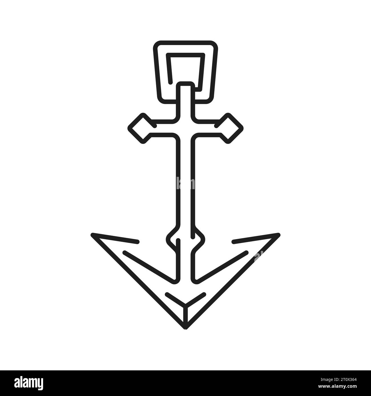 Nautical travel or cargo vessel anchor line icon. Navy ship, yachting ...
