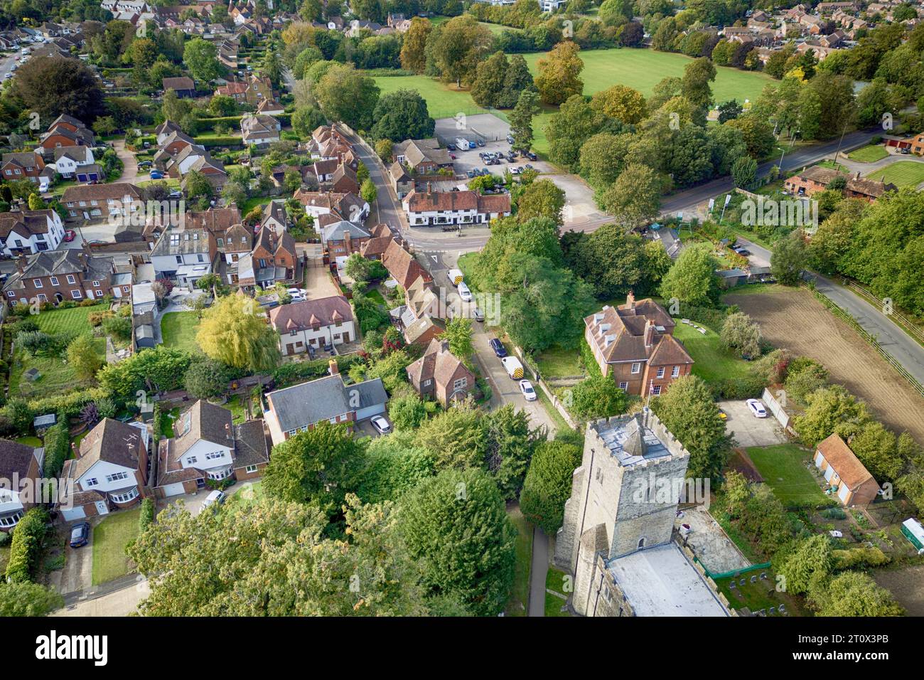 Drone view of East Malling Village in Kent England UK Stock Photo - Alamy