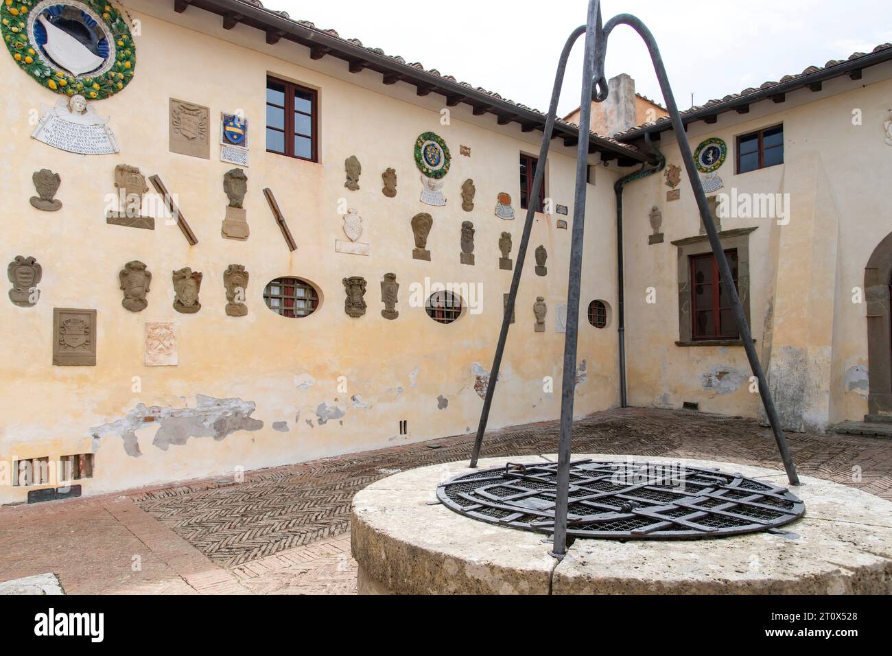 Courtyard of Castle of Lari (Castello dei Vicari) in Lari, Italy with ...