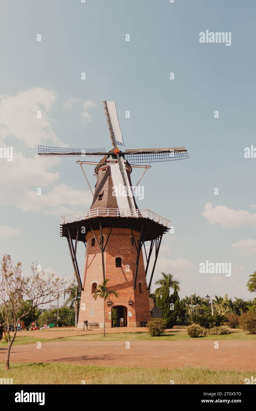 rustic mill in the center of the square Stock Photo - Alamy