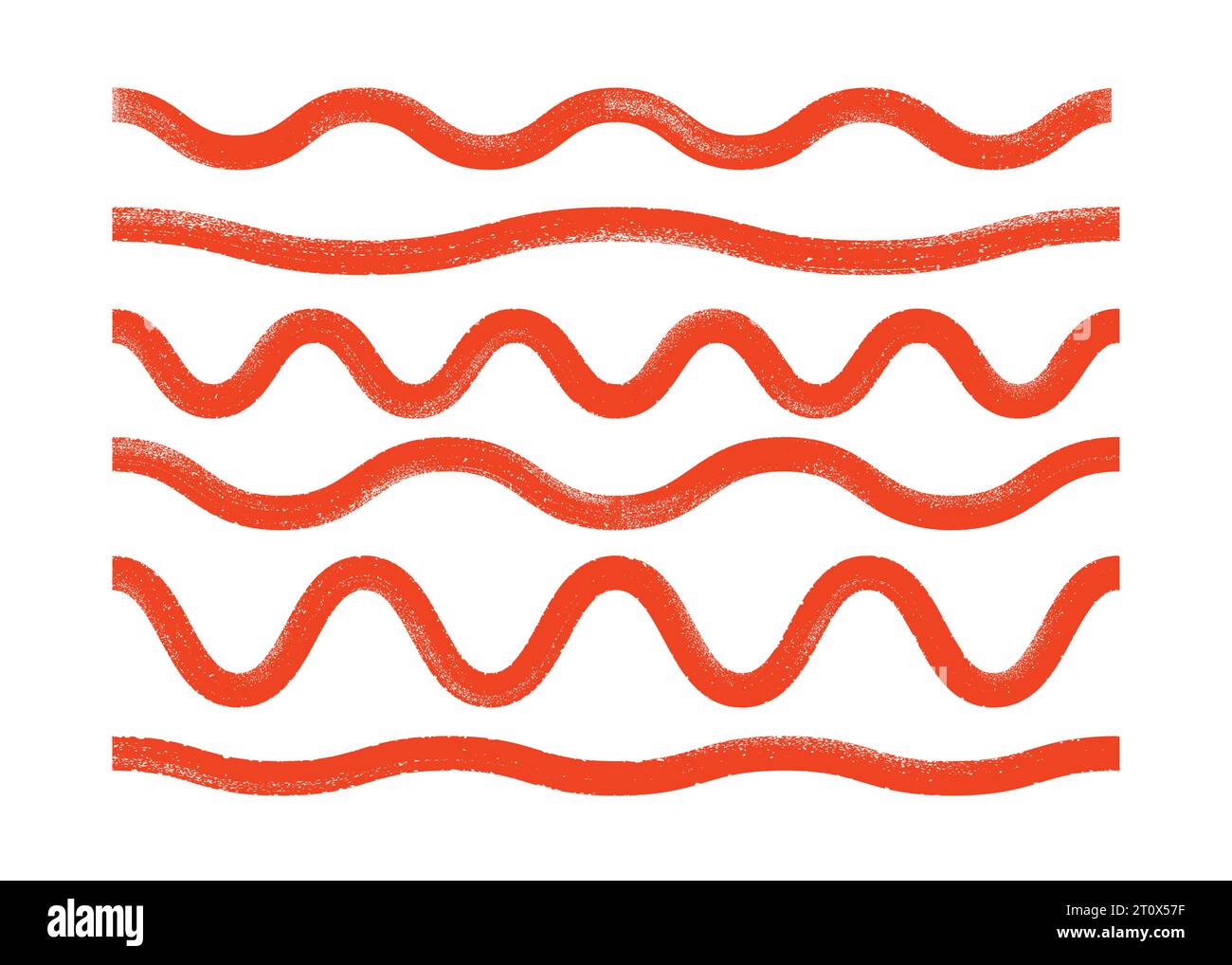 Bold curly lines, red waves set. Vector illustration with textored ...
