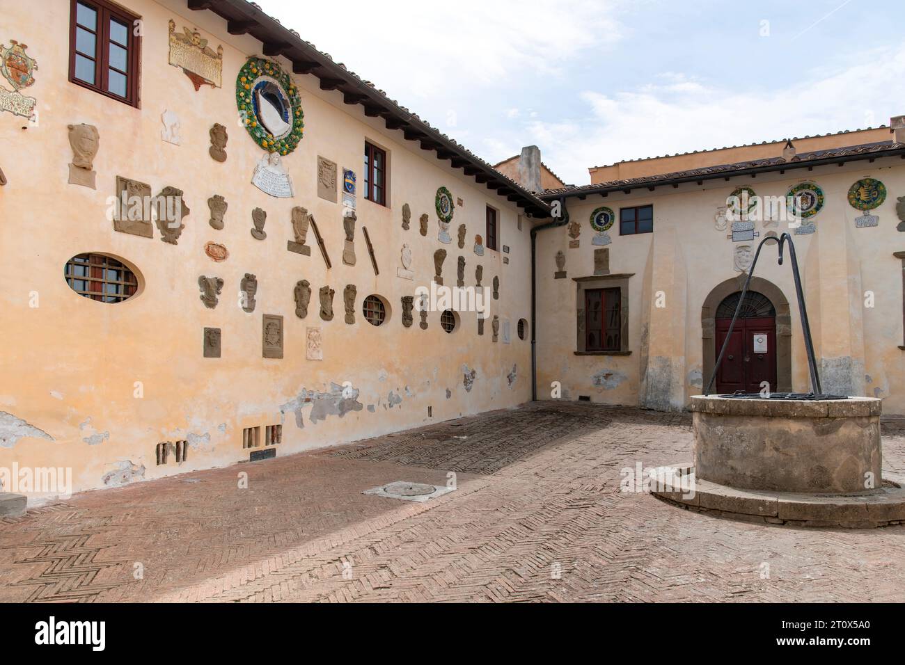 Courtyard of Castle of Lari (Castello dei Vicari) in Lari, Italy with ...
