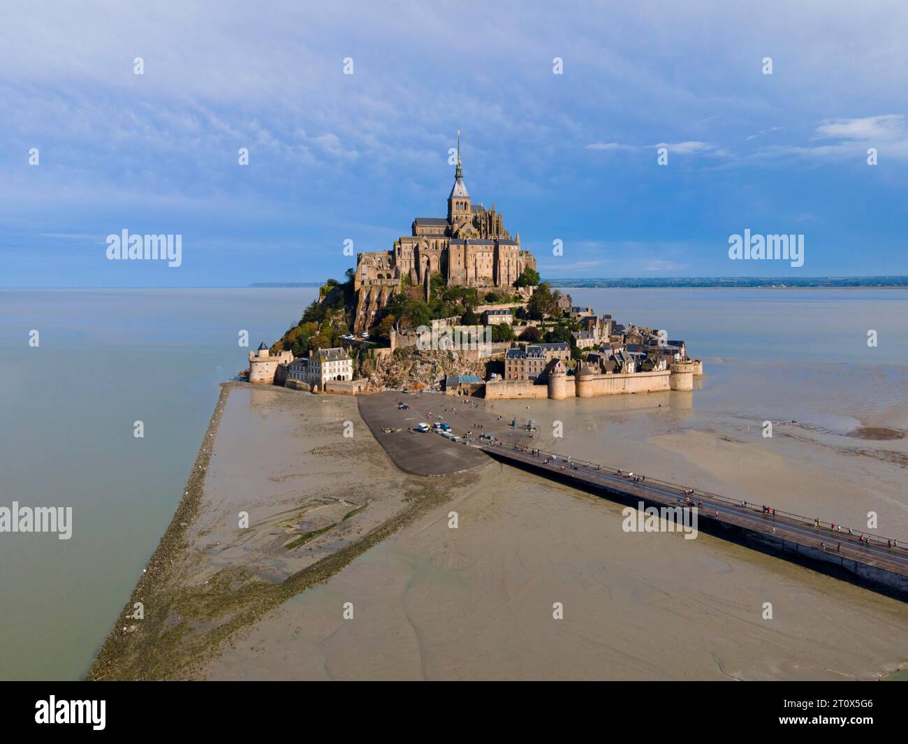 Aerial view, Monastery Island, Mont-Saint-Michel Abbey, Le Mont-Saint ...