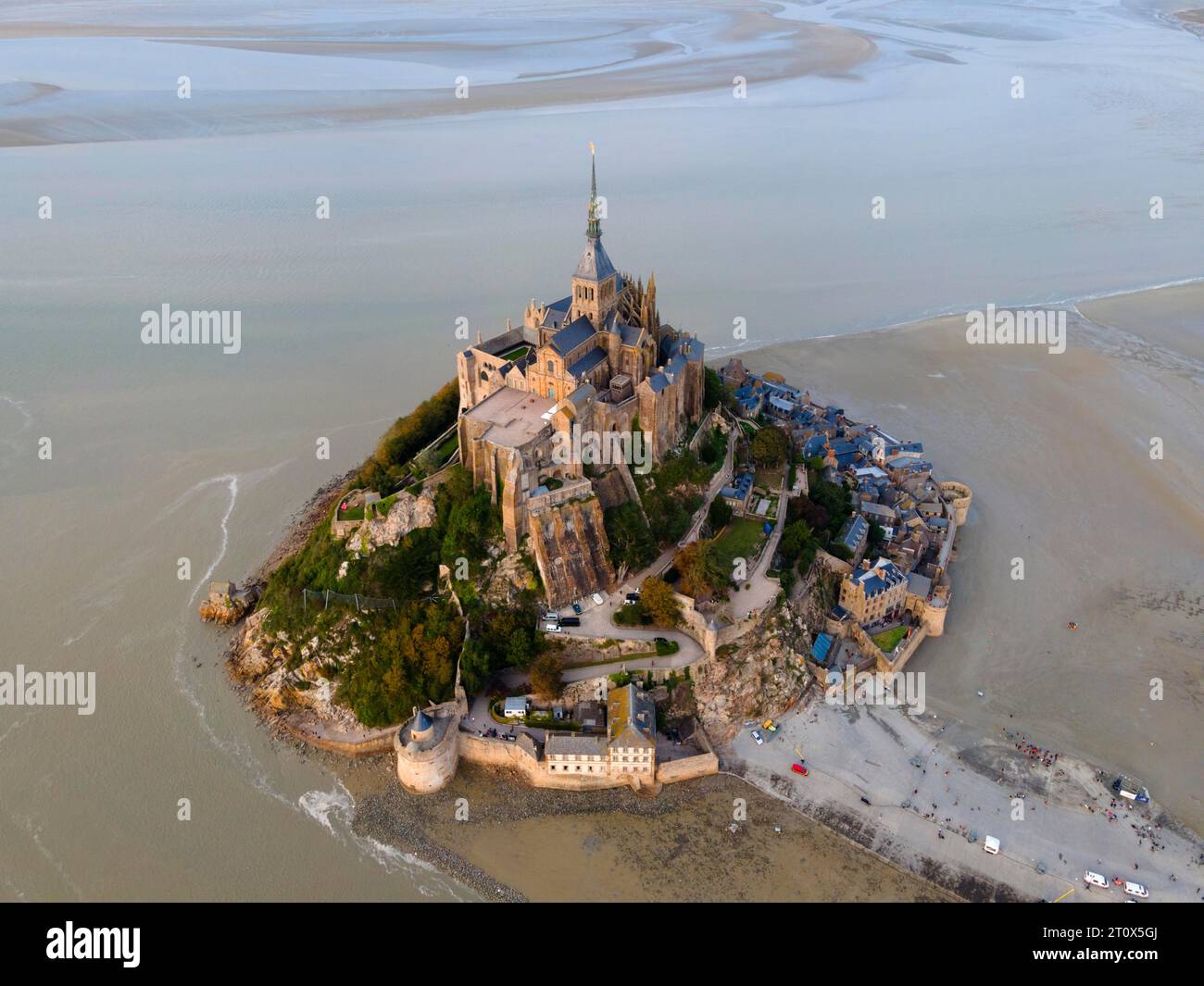 Aerial view, Monastery Island, Mont-Saint-Michel Abbey, Le Mont-Saint ...