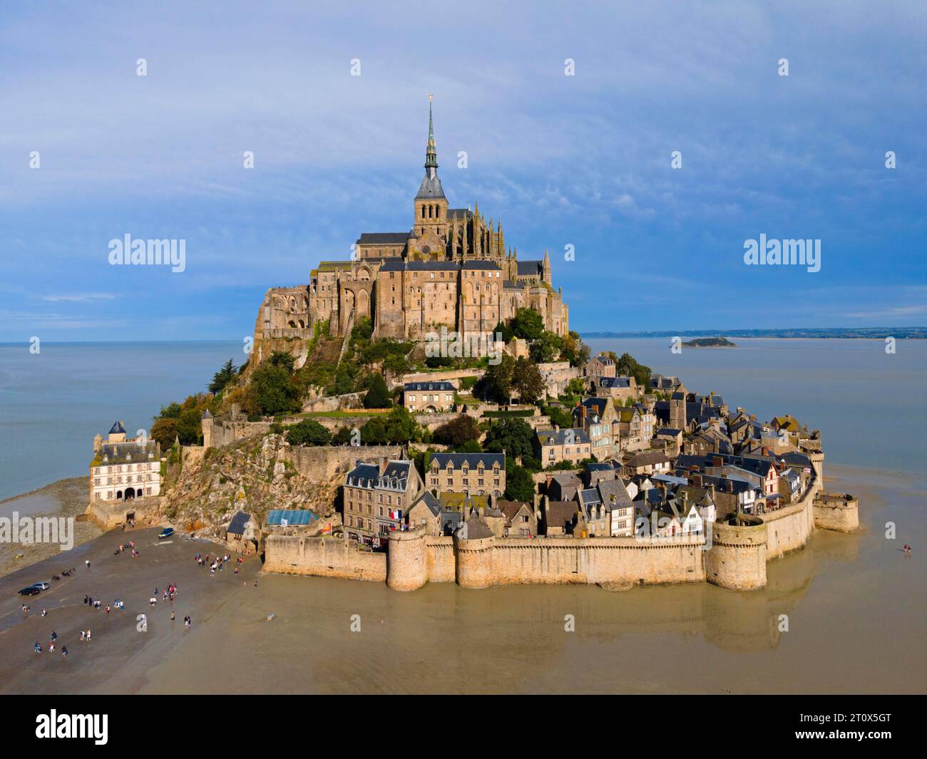 Aerial view, Monastery Island, Mont-Saint-Michel Abbey, Le Mont-Saint ...