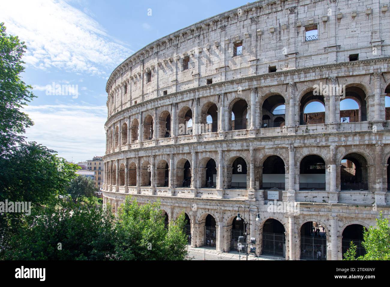 Close up of part of the Colosseum in Rome, Italy, an elliptical ...