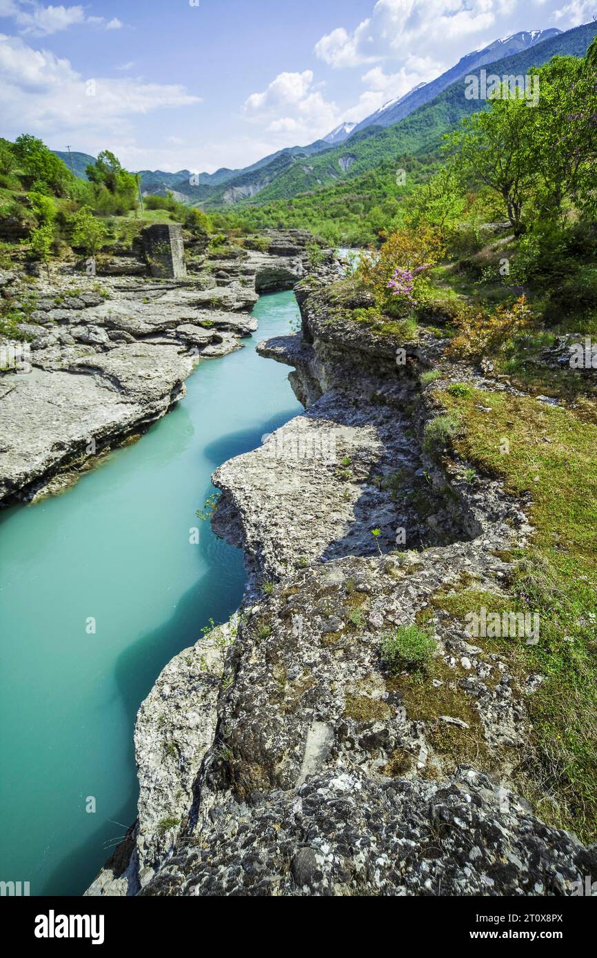 Valley of the Vjosa, the Vjose is one of the few larger natural rivers ...