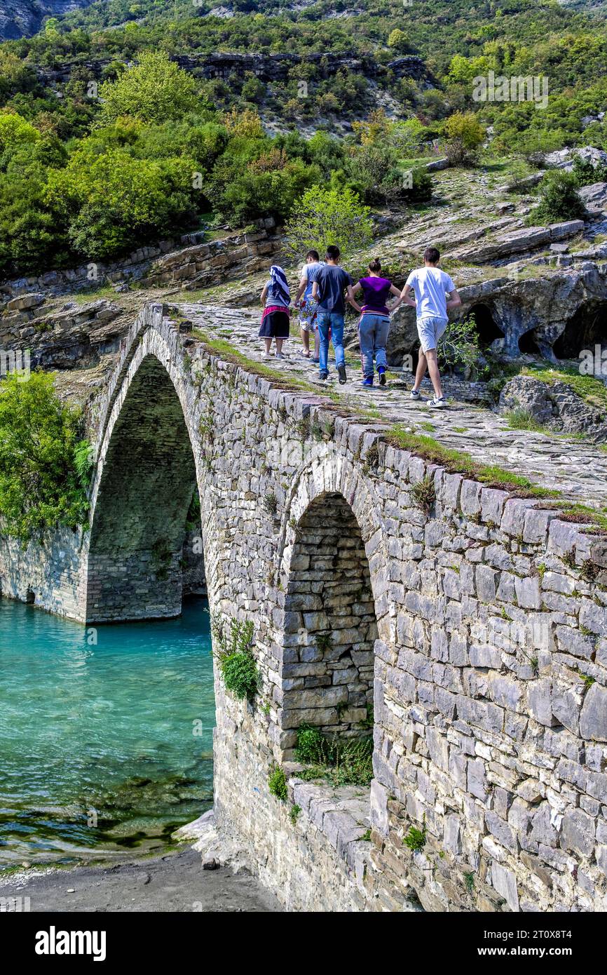 Kadiut bridge, arch bridge near Benje, Benja, over the wild river ...