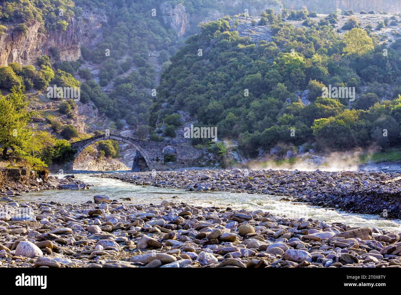 Kadiut bridge, arch bridge near Benje, Benja, over the wild river ...
