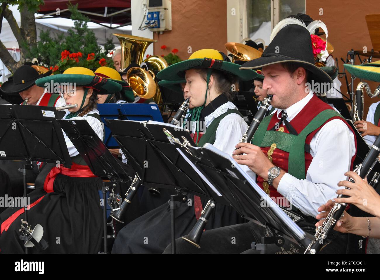Clarinet players of the Civic Band of Sterzing in typical South ...
