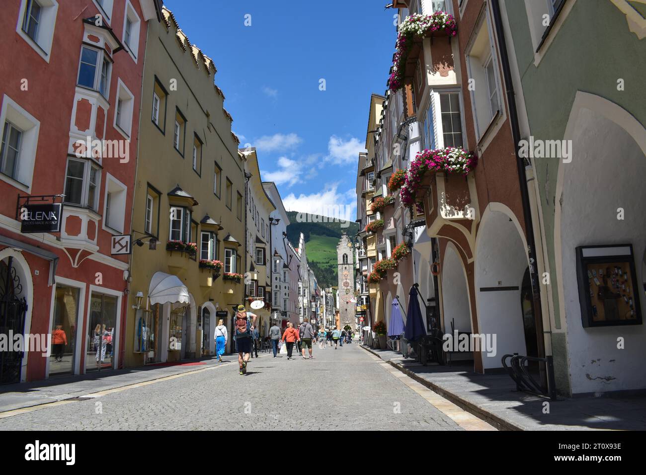 The historic old town and pedestrian zone of Sterzing with the ...