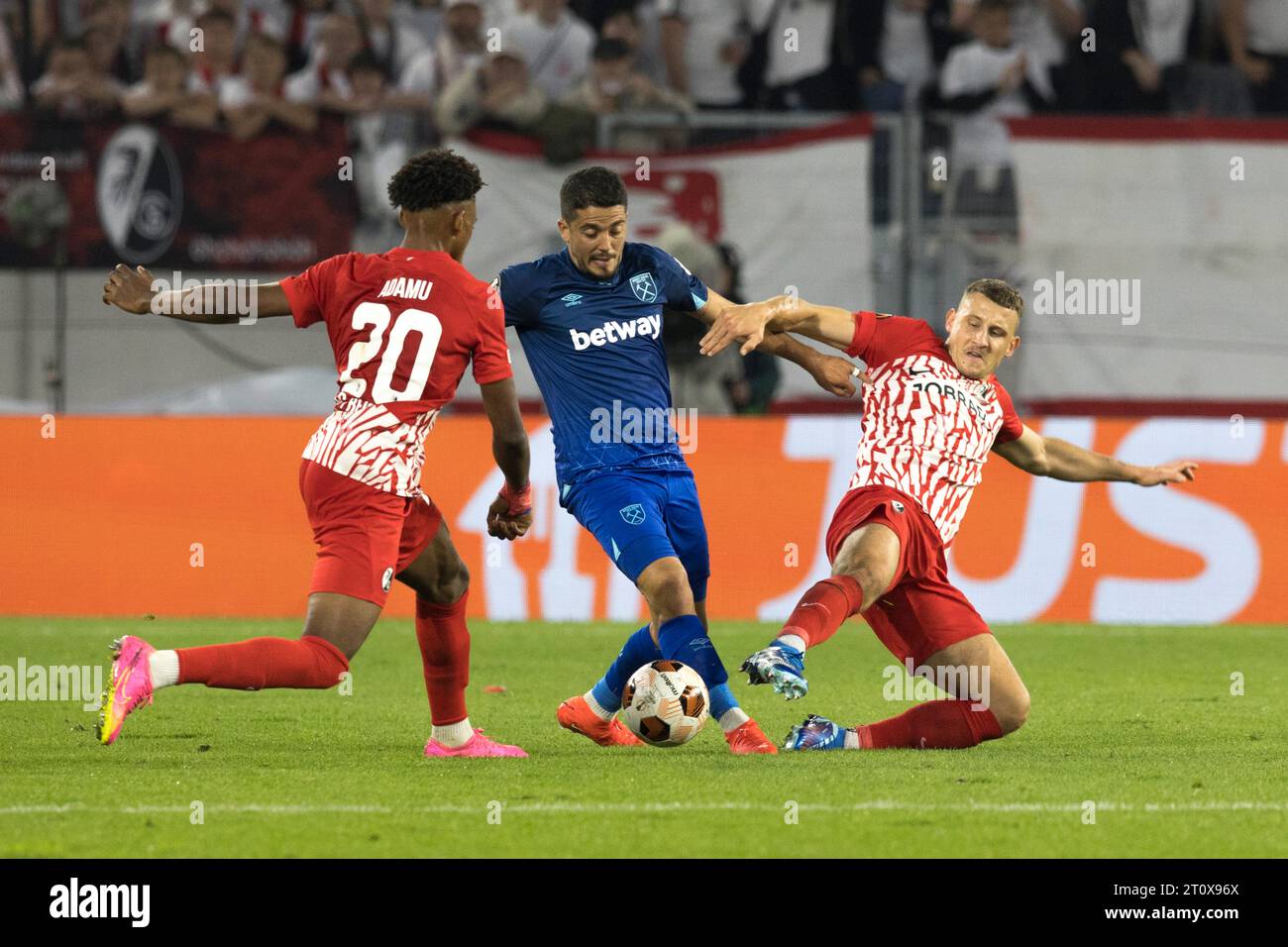 The SC Freiburg team during the Champions League anthem Stock Photo - Alamy