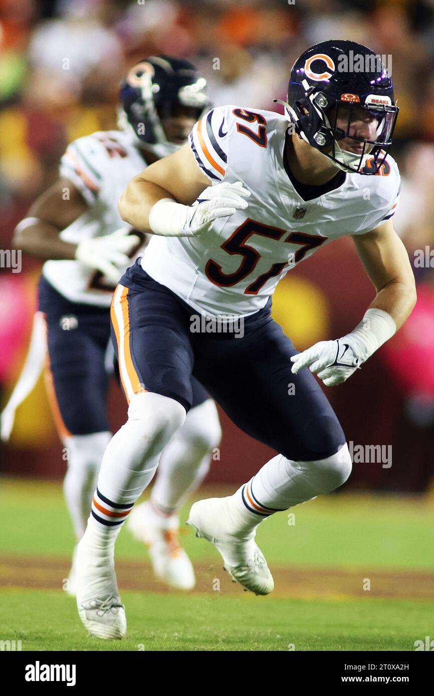 Chicago Bears linebacker Jack Sanborn (57) runs during an NFL football ...
