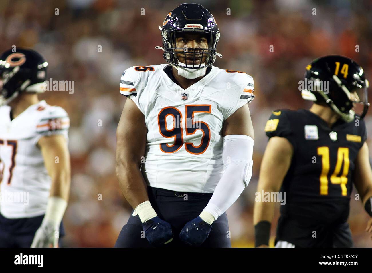 Chicago Bears defensive end DeMarcus Walker (95) celebrates during an ...