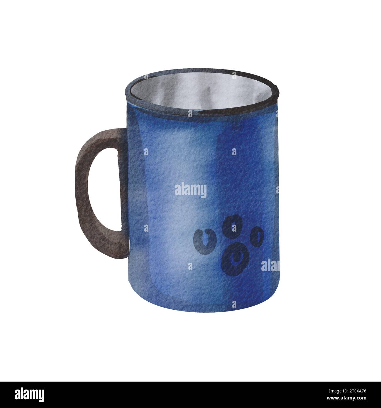Watercolor mug hand-drawn on a white background. Drawing of a camping ...