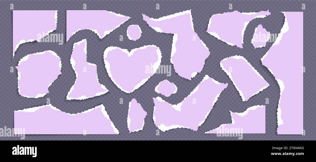 Torn newspaper paper piece cut for collage vector set. Rip circle and ...