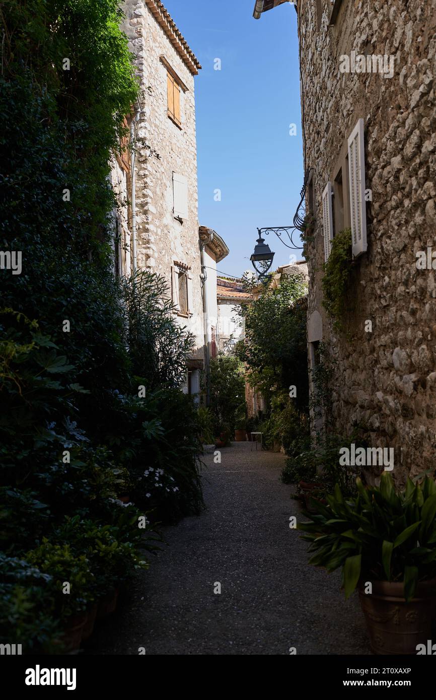 Saint-Paul de Vence, France – August 11, 2023 - traditional old stone ...