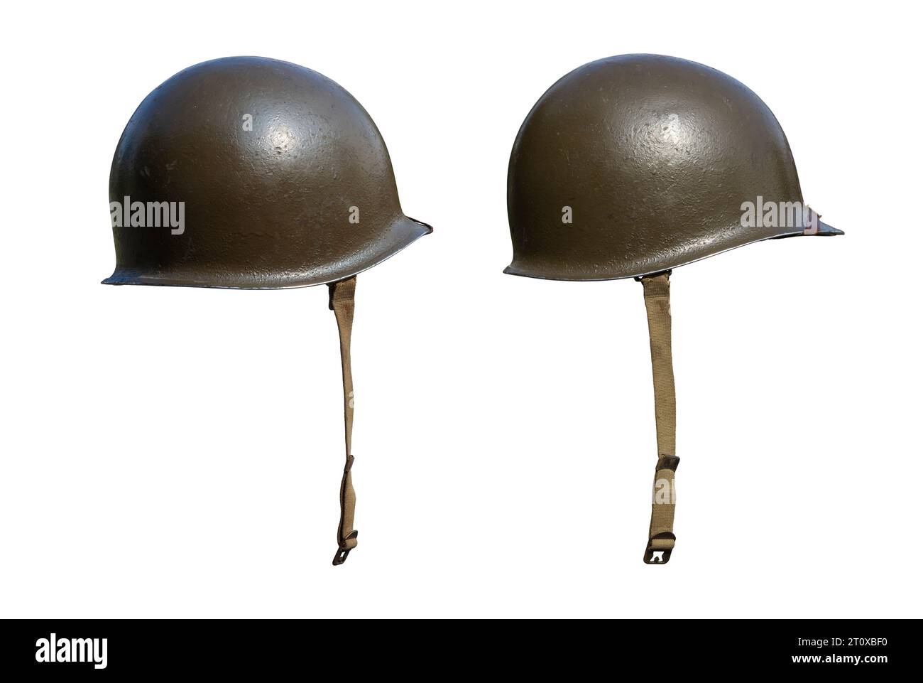 Vintage World War II United States army helmet at different angles ...