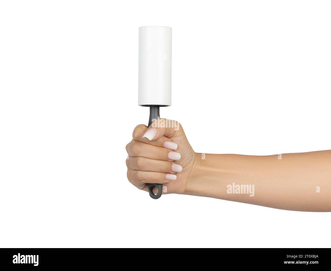 Adult female hands with long square ombre manicured nails, holding up a ...