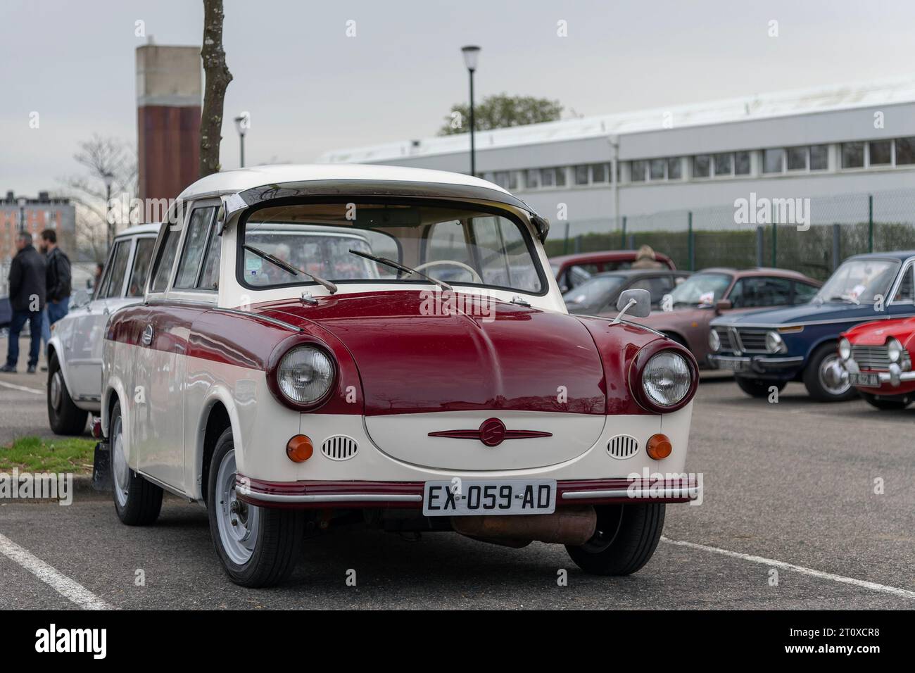 Red and beige Trabant 600 parked in Nancy Stock Photo - Alamy