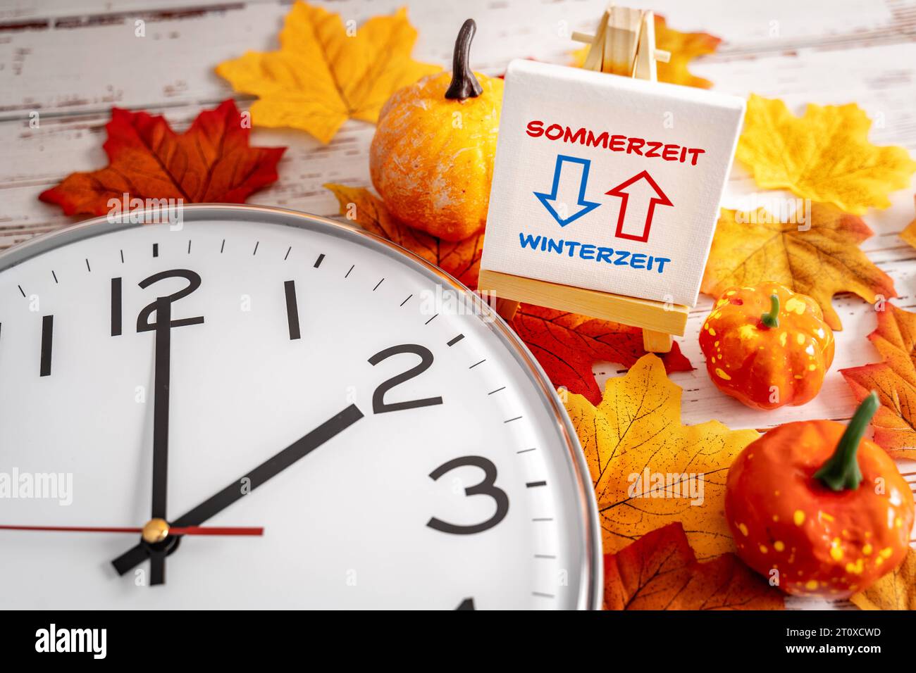 9 October 2023: Daylight saving time and winter time with two arrows on ...