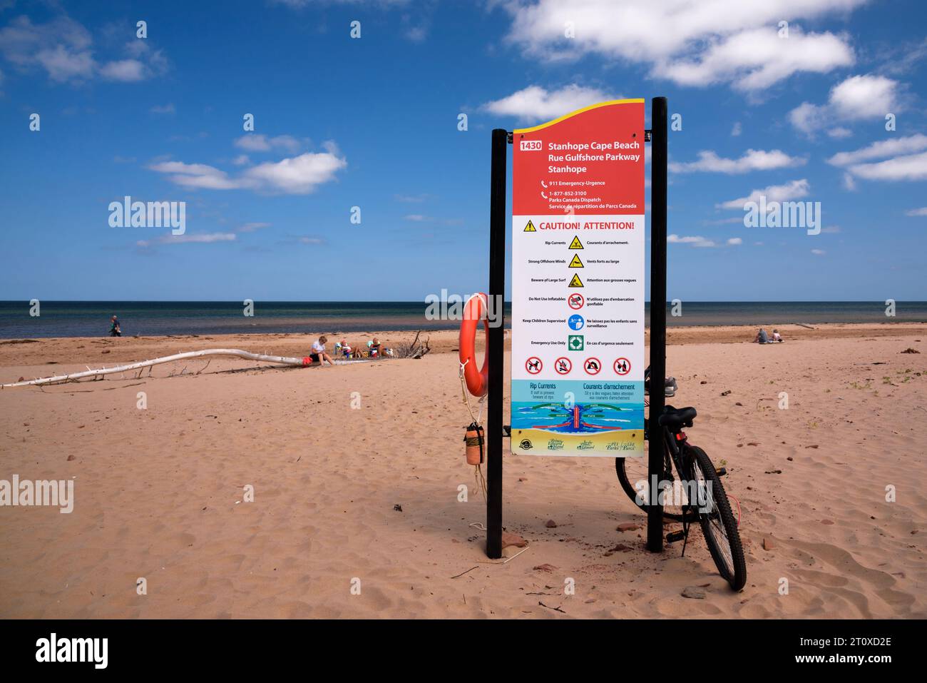 Beach safety warning rules singboard at Stanhope Cape Beach, Prince ...