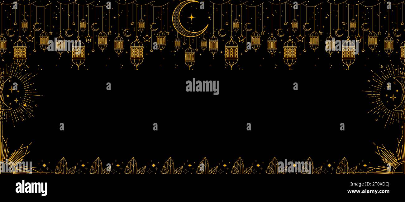 Horizontal poster with esoteric mystic theme in a black background ...