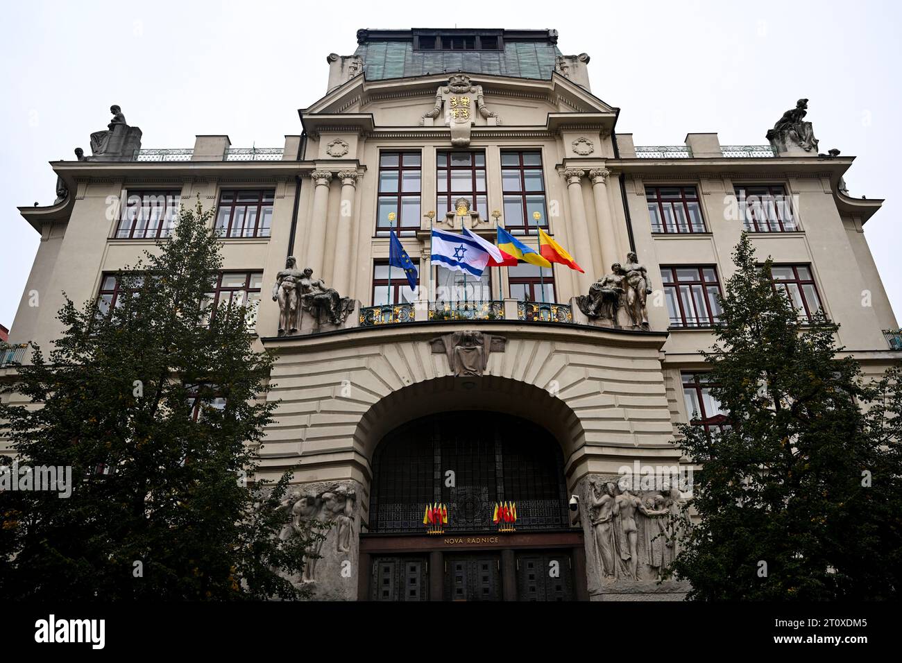 Prague, Czech Republic. 09th Oct, 2023. The Prague City Hall put up the ...