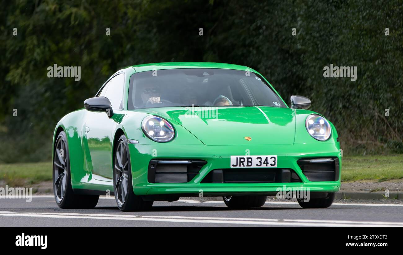 Bicester,Oxon.,UK - Oct 8th 2023: 2023 green PORSCHE 911 CARRERA T ...