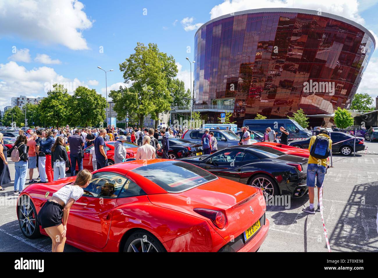Liepaja, Latvia- July 20, 2023: European Ferrari car owners public car ...