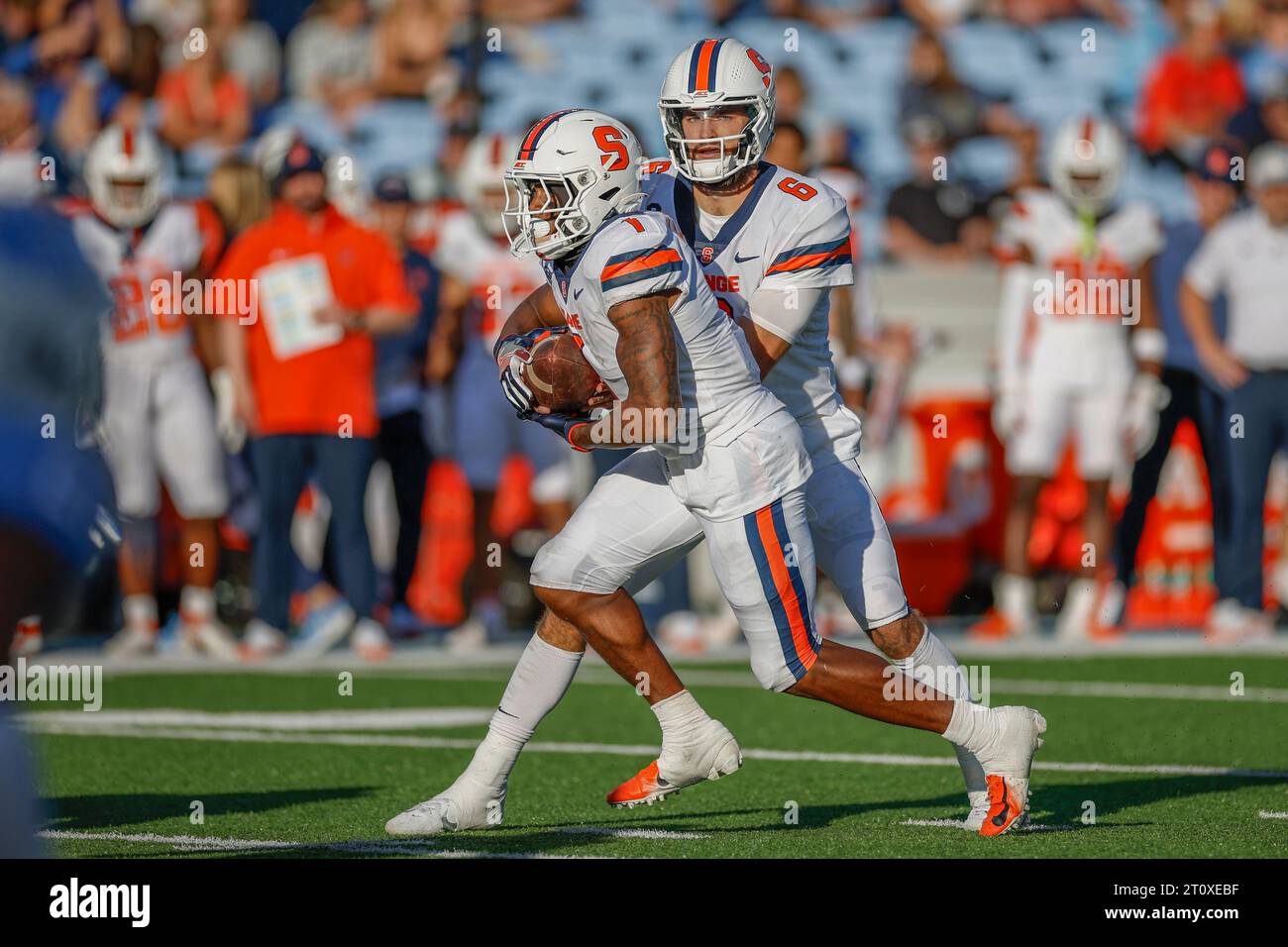 Chapel Hill, NC USA: Syracuse Orange quarterback Garrett Shrader (6 ...