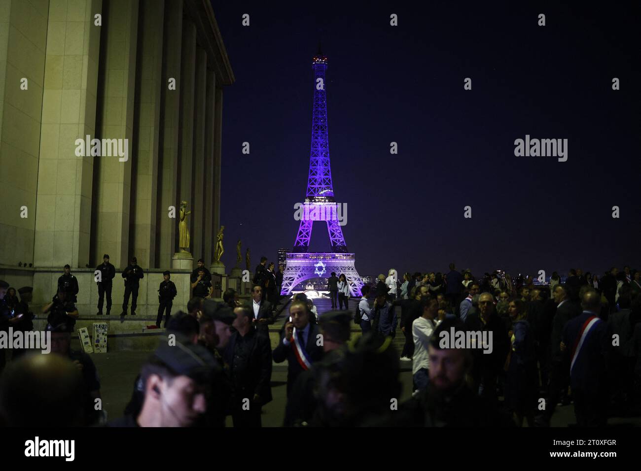 Paris, France. 09th Oct, 2023. Atmosphere and view of the Eiffel Tower ...