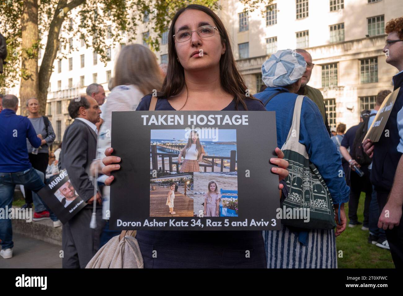 Whitehall, London. 9th October 2023. Israel Vigil. Hundreds of people ...