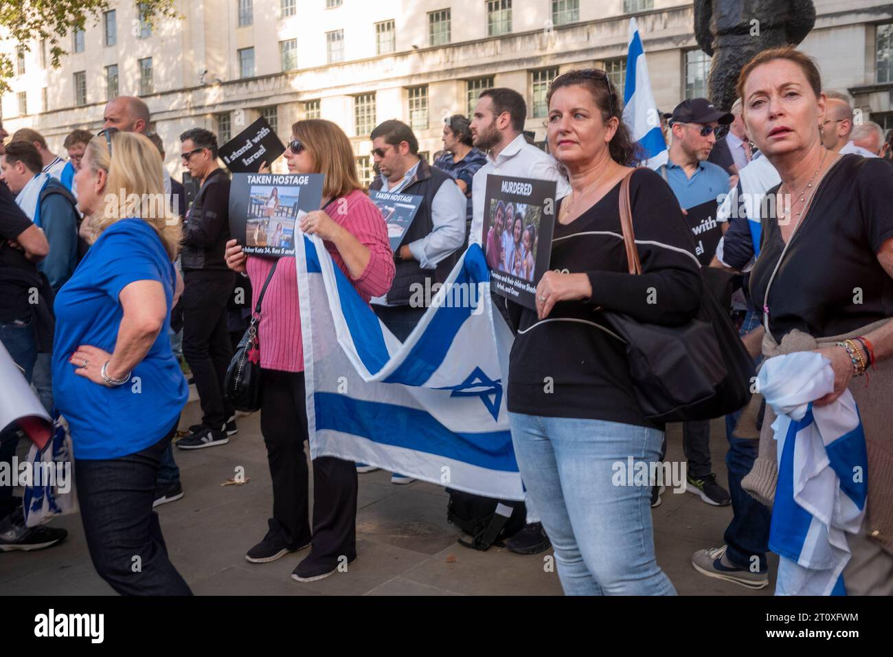 Whitehall, London. 9th October 2023. Israel Vigil. Hundreds of people ...