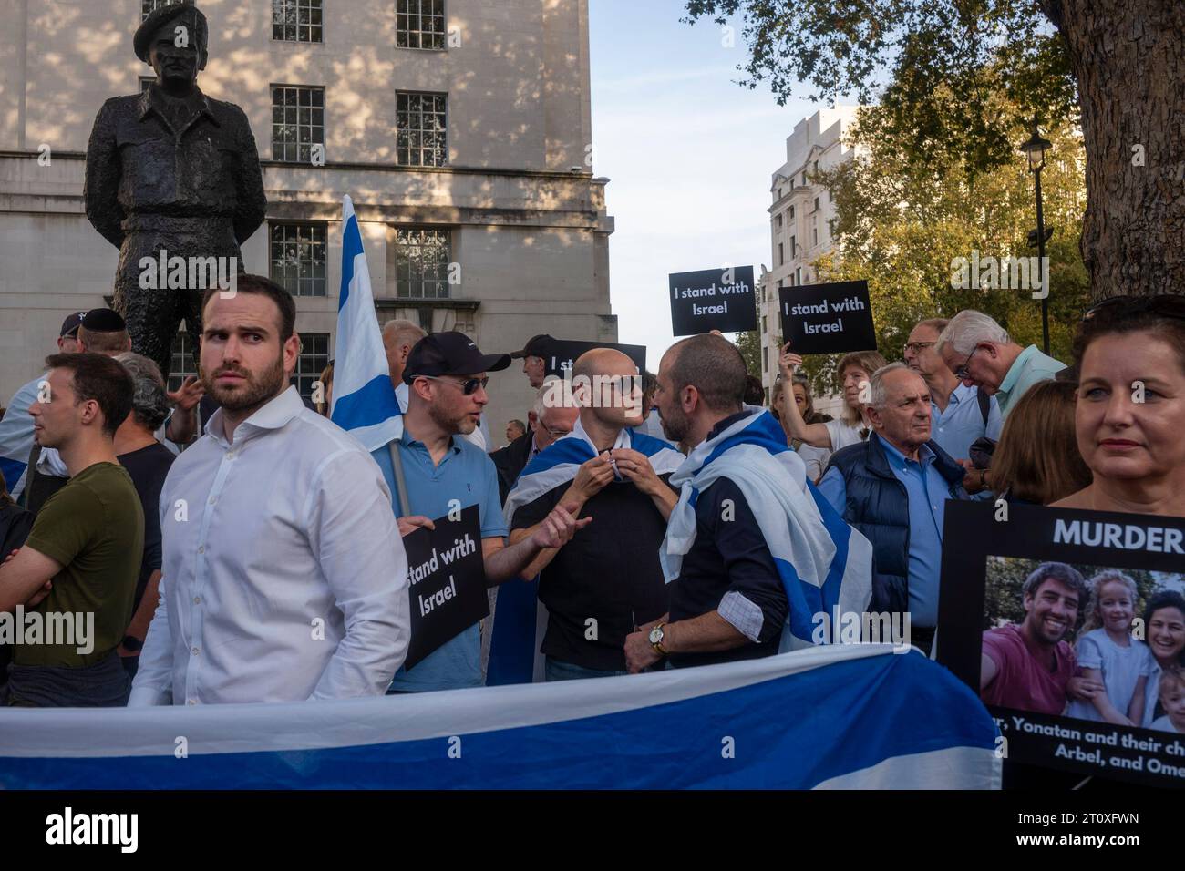 Whitehall, London. 9th October 2023. Israel Vigil. Hundreds of people ...