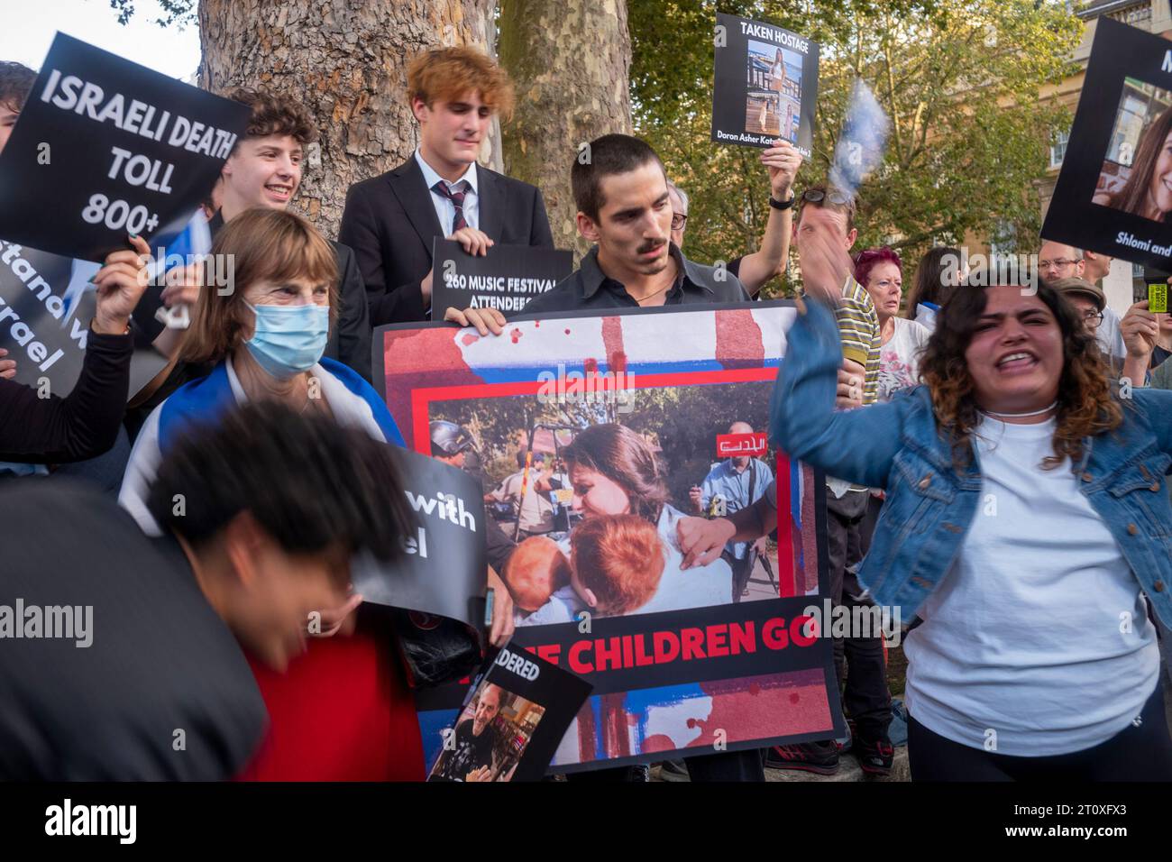 Whitehall, London. 9th October 2023. Israel Vigil. Hundreds of people ...