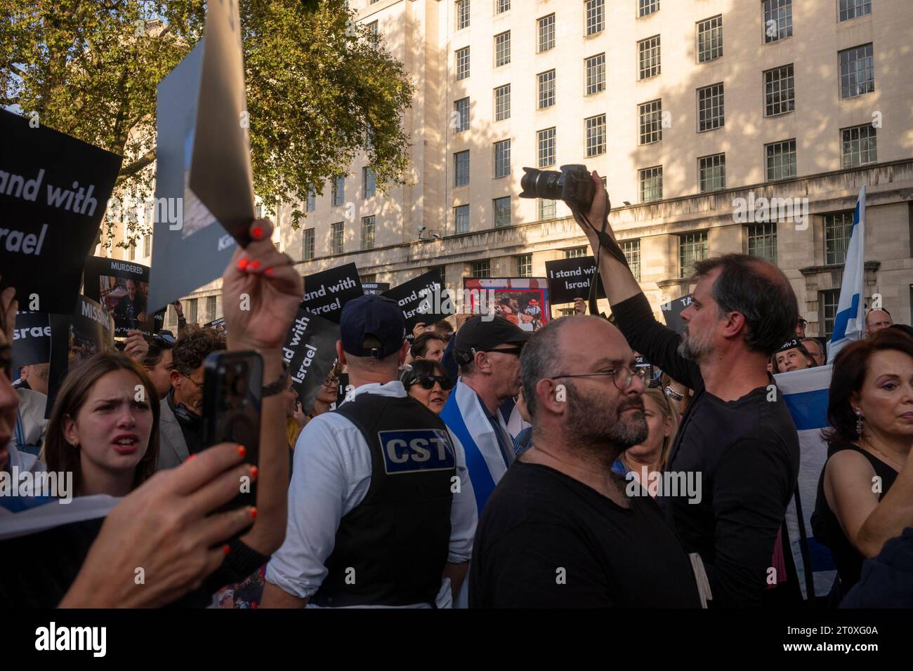 Whitehall, London. 9th October 2023. Israel Vigil. Hundreds of people ...