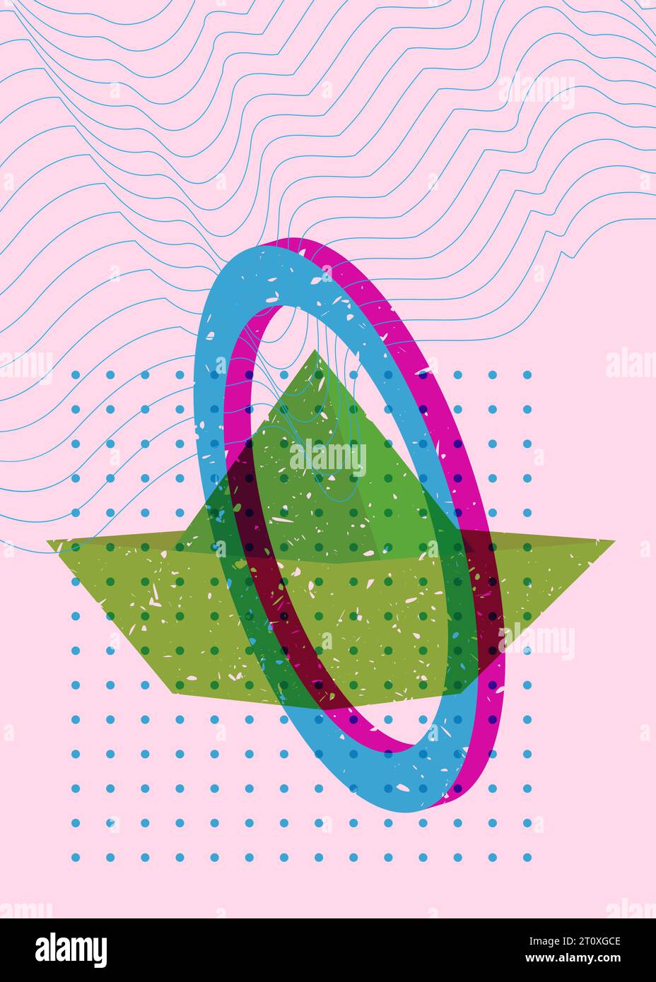 Risograph paper ship with geometric shapes. Origami boat with geometry ...