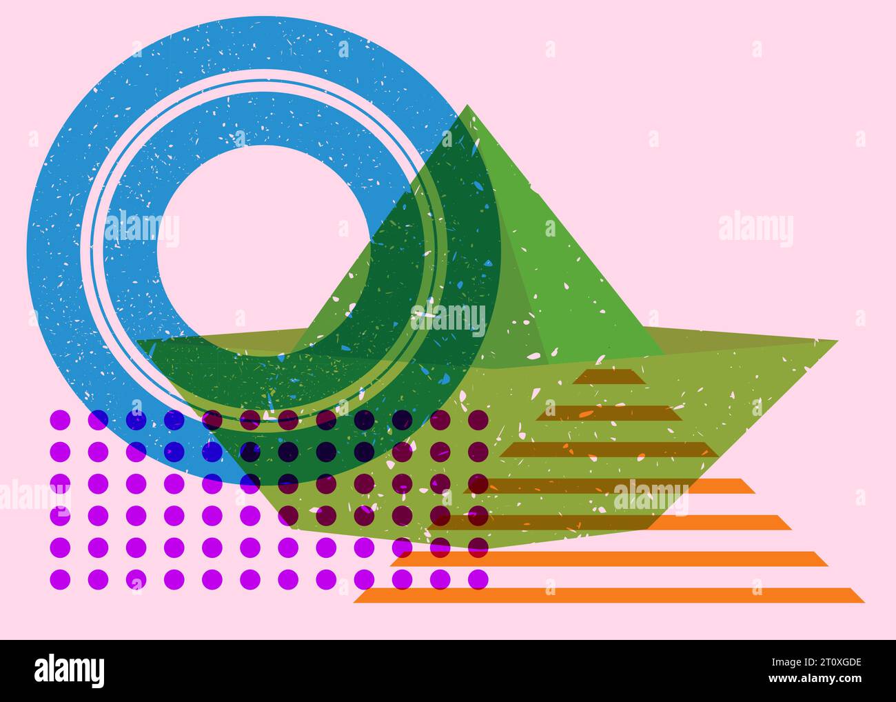 Risograph paper ship with geometric shapes. Origami boat with geometry ...