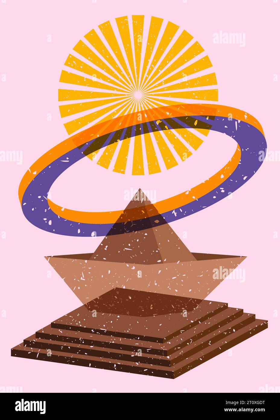 Risograph paper ship with geometric shapes. Origami boat with geometry ...