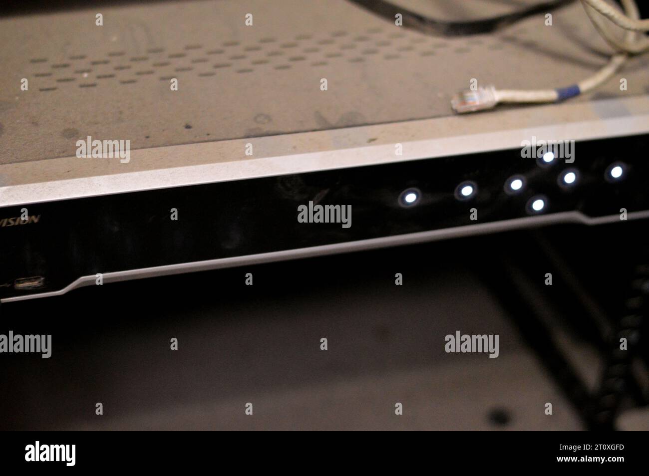 Cairo, Egypt, October 3 2023: HikVision NVR device and network switch ...