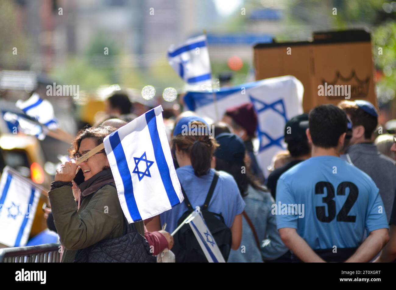 New York City, United States. 9th October, 2023. Hundreds of Israeli ...