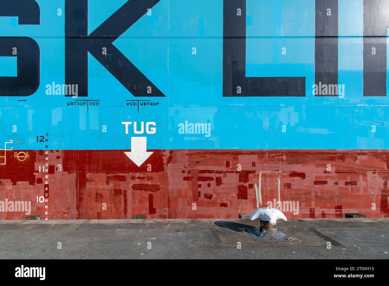 Rotterdam, Netherlands-April 27, 2023; Hull of a ship with letters TUG ...